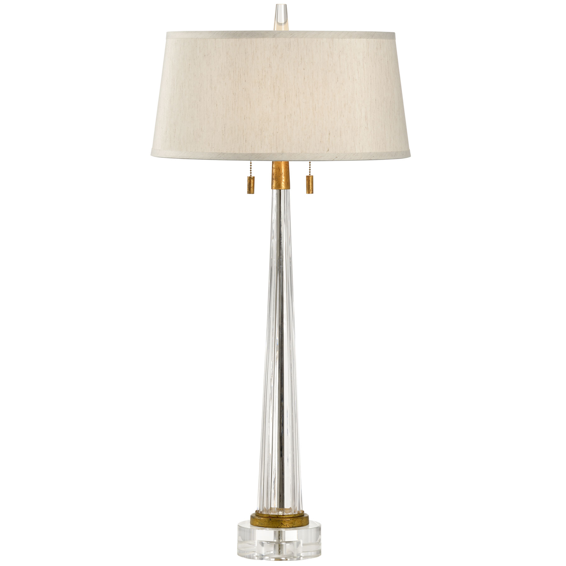 Fluted glass lamp - Elegant table lamp with a clear glass fluted column