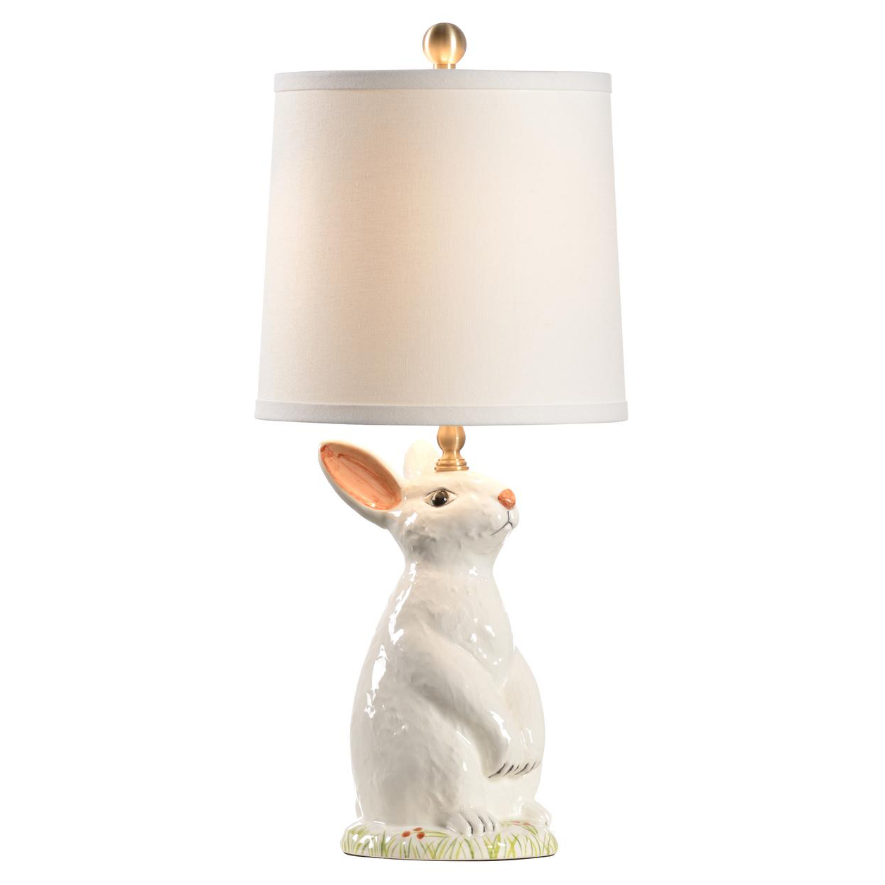 Hand Painted Ceramic Bunny Nursery Lamp - Whimsical Decor - Lighting