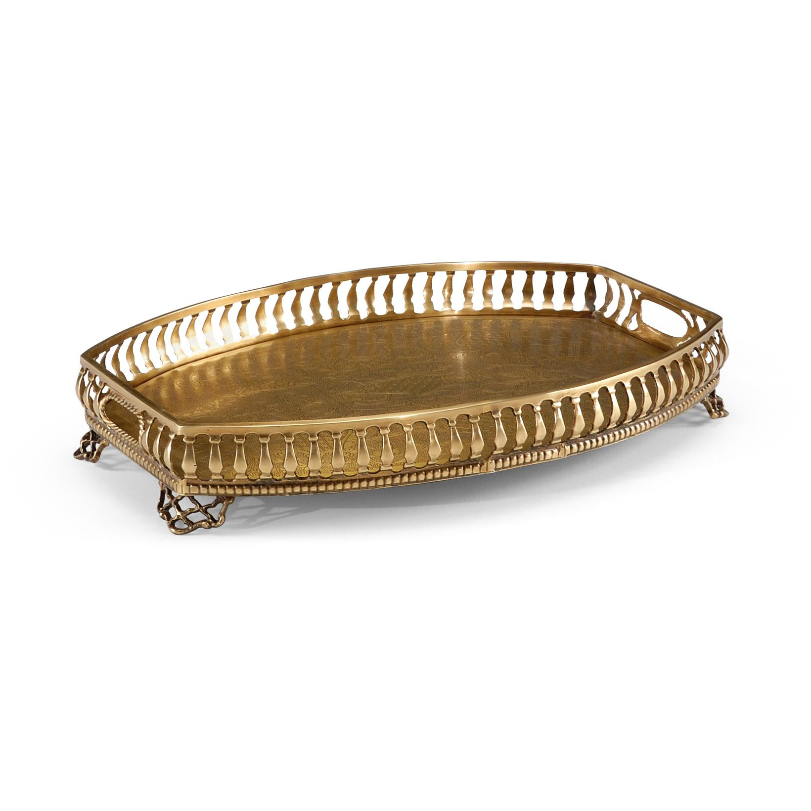 Engraved Brass Gallery Trays - Patina Finish - Luxury Decor Accessories