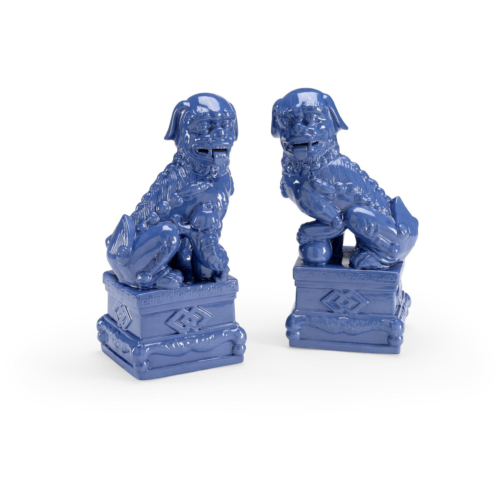 Modern Mix Blue Glaze Foo Dogs - Luxury Decor - Porcelain D̩cor