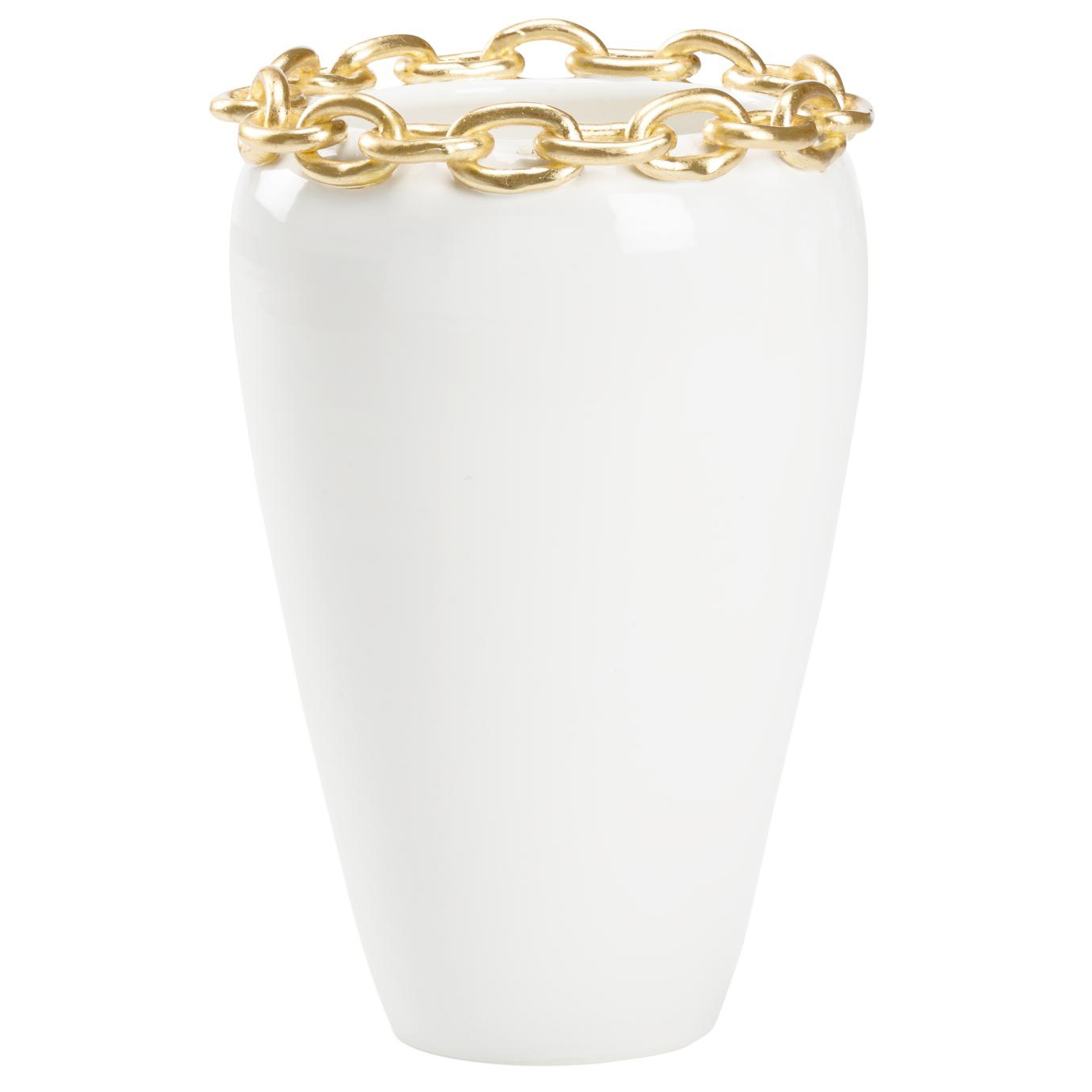 Italian Ceramic Vase with Gold Chain - Luxury Decor - Tabletop Treasure