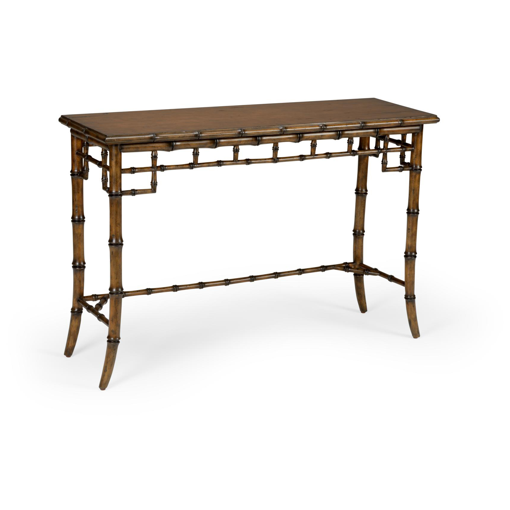 Asian Inspired Walnut Wood Console with Rattan - Luxury Furniture ...