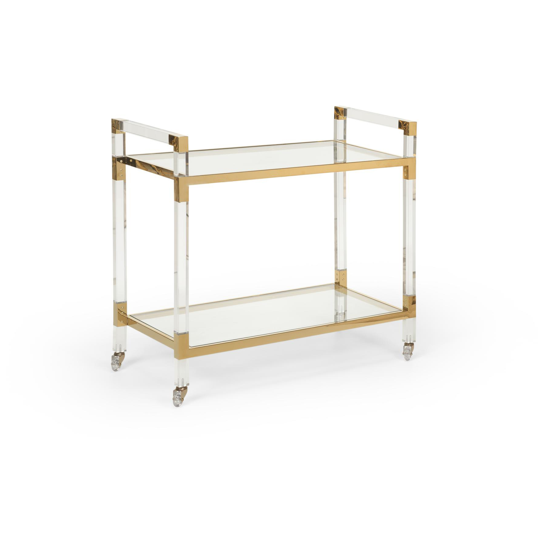 Clear Acrylic Cart with Glass Shelves - Home Decor - Bar Cart
