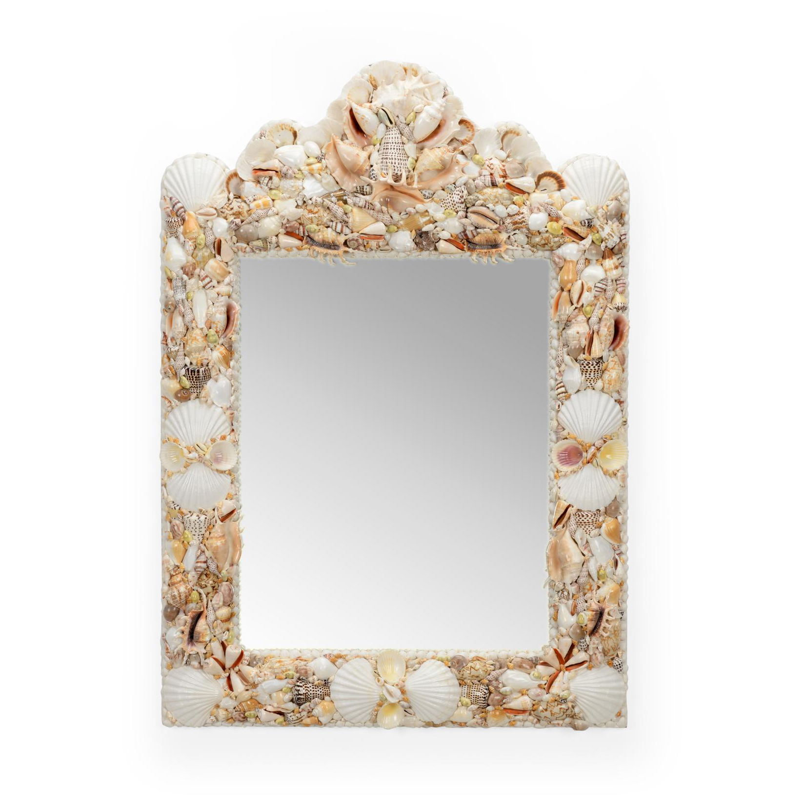 Shell-Framed Natural Clear Wall Mirror - Ocean-Inspired Decor - Home ...