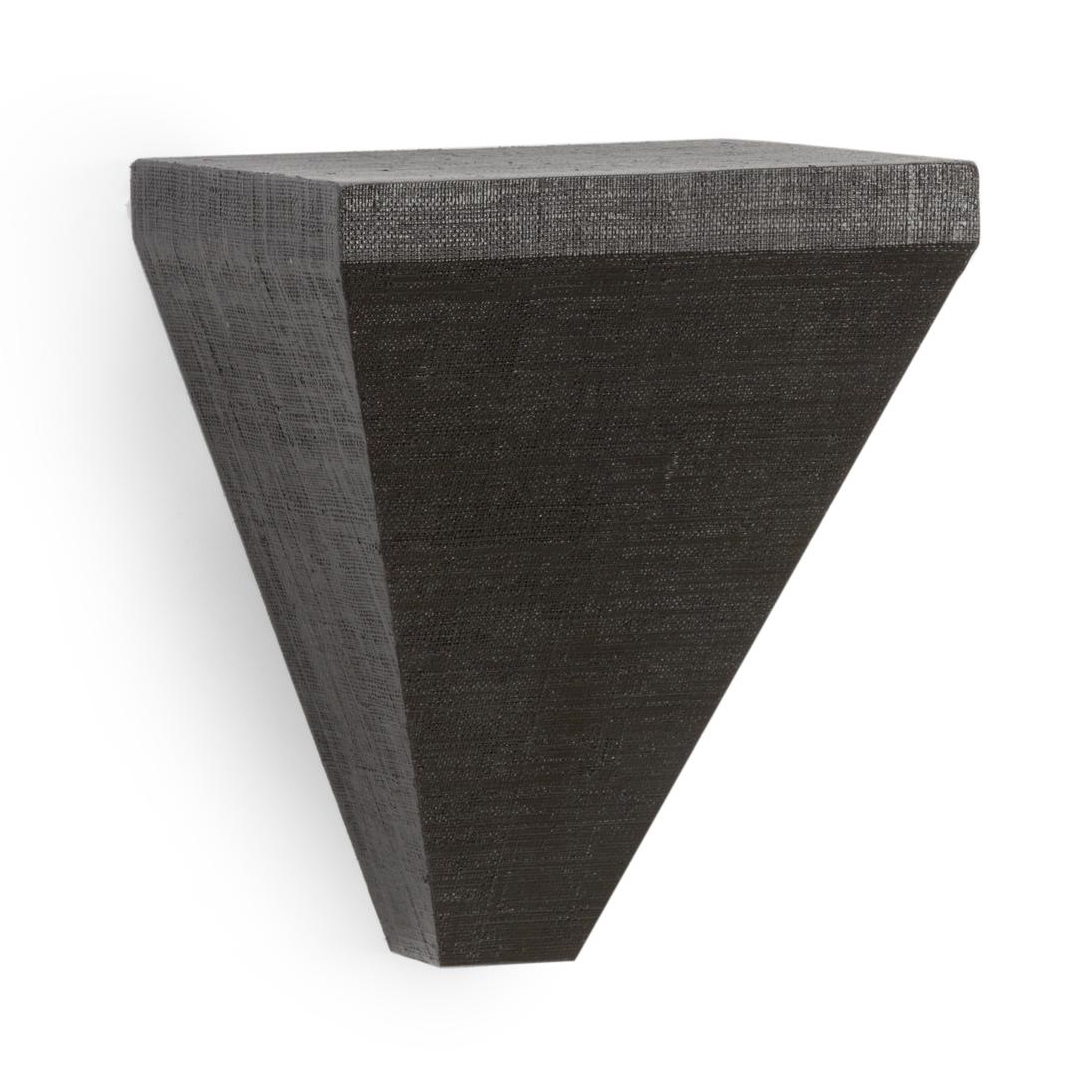 Black Raffia Wood Wall Bracket - Wall Shelf - Home Decor