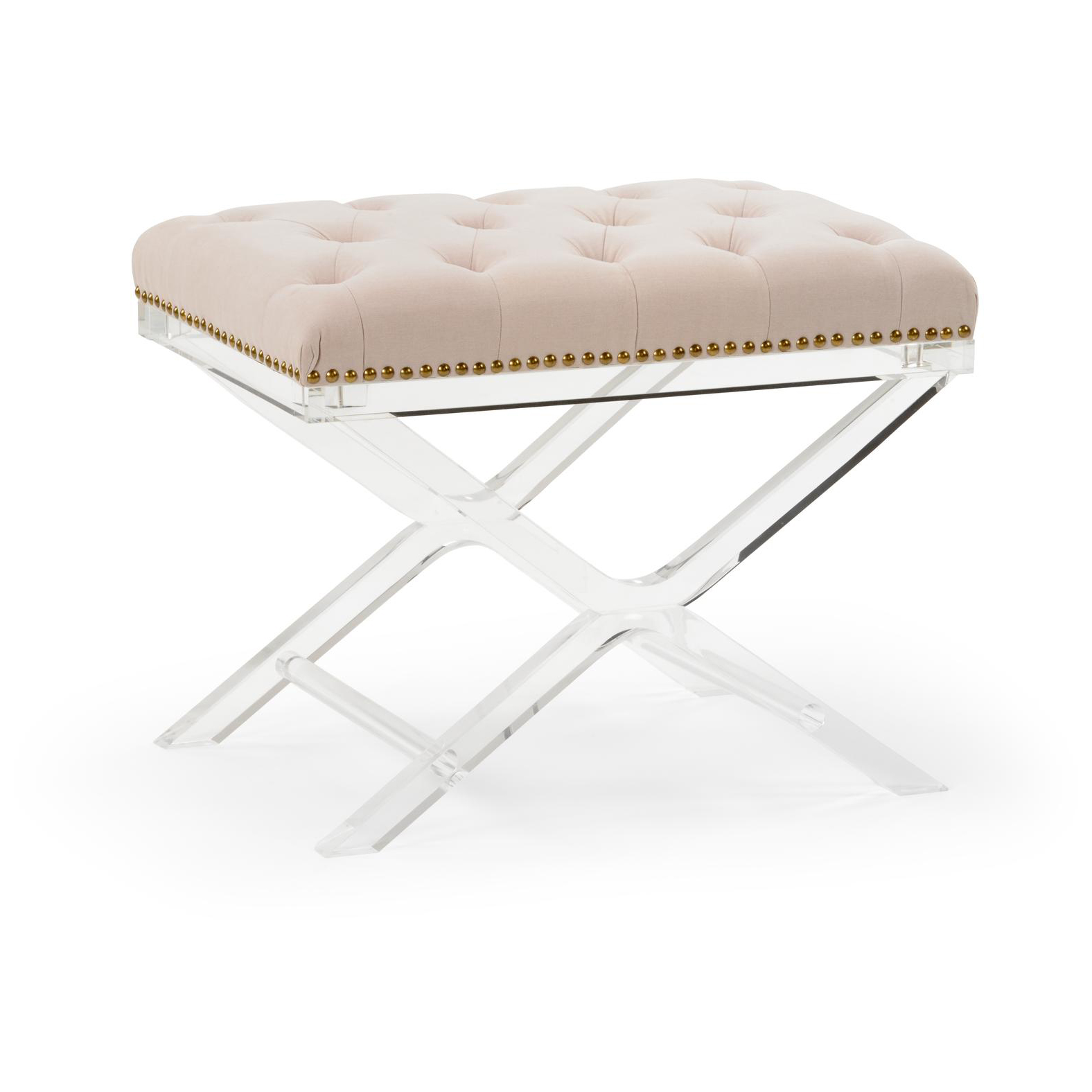 Clear Acrylic Stool with Tufted Muslin Seat - Luxury Decor - Home and ...