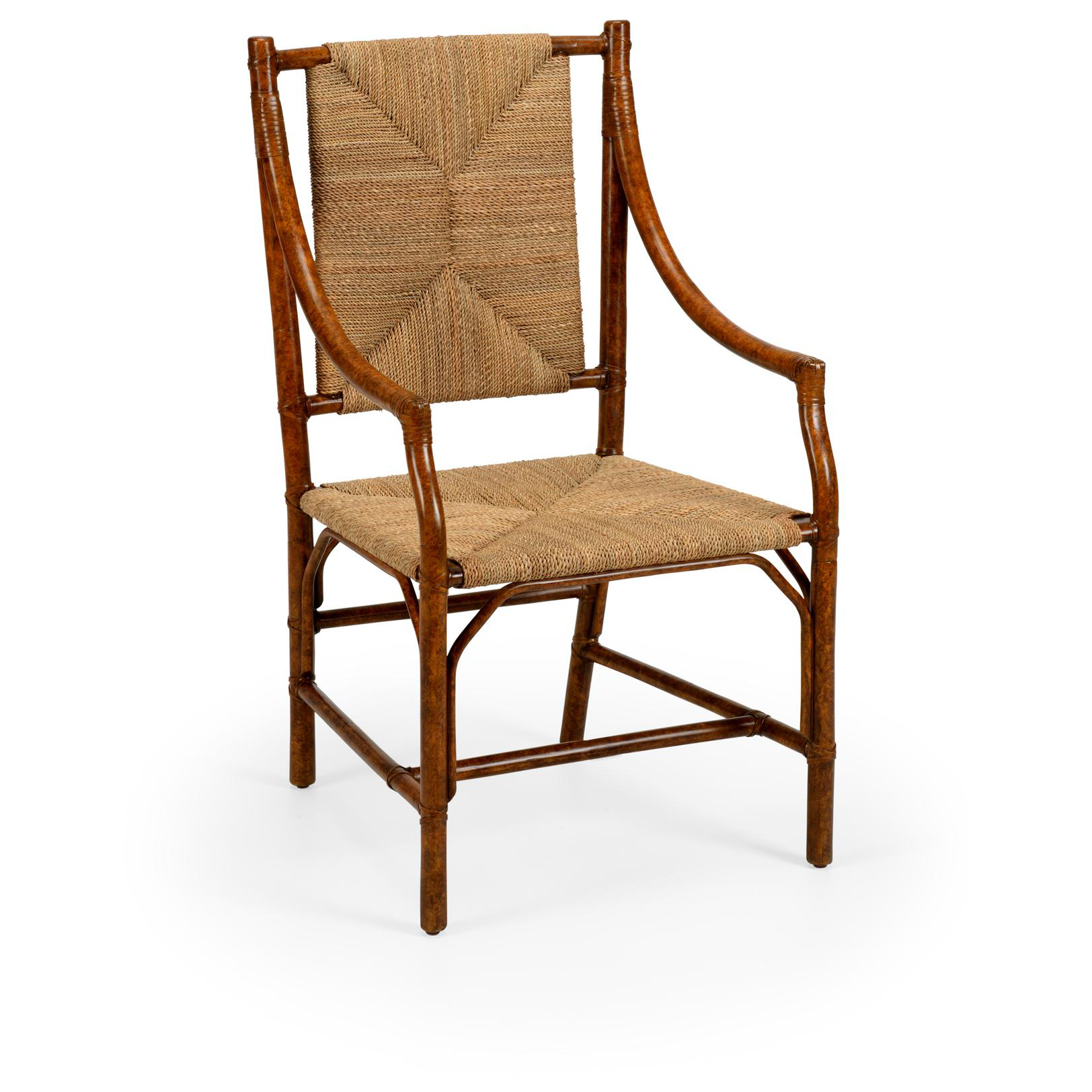 Mottled Brown Rattan Chair - Natural Rush - Luxury Decor