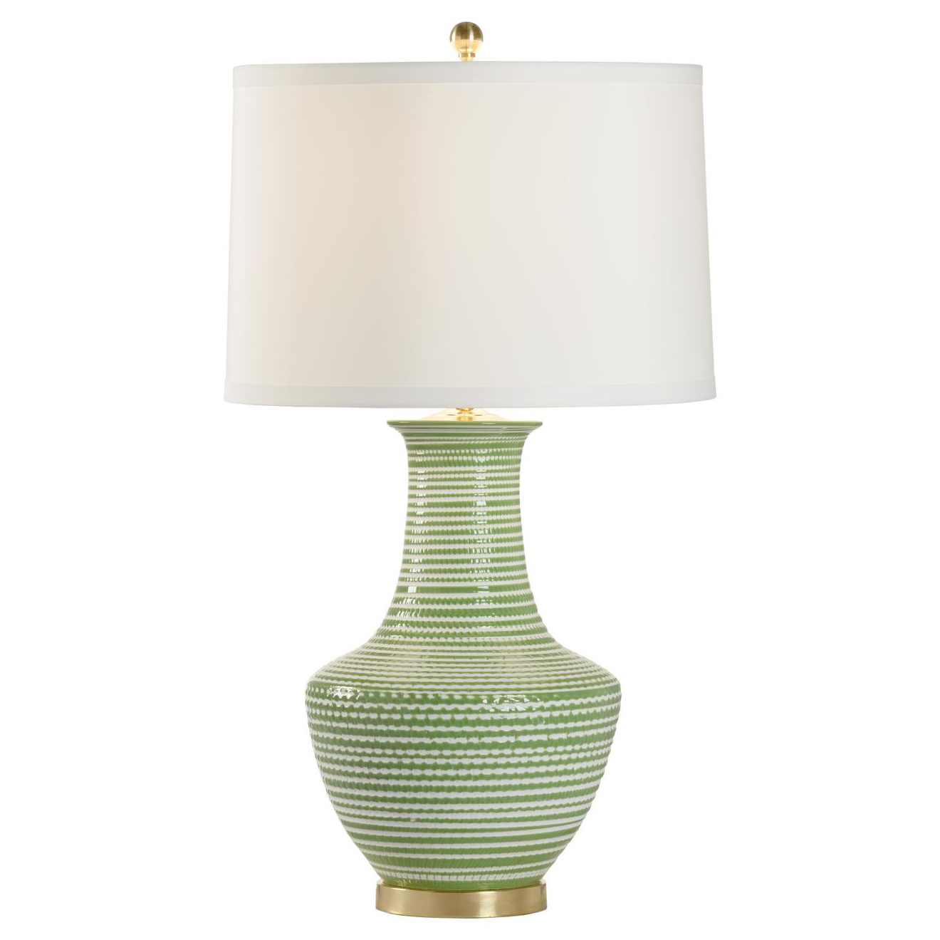 Green & Ivory Silk Table Lamp - Luxury Lighting - Home Decor