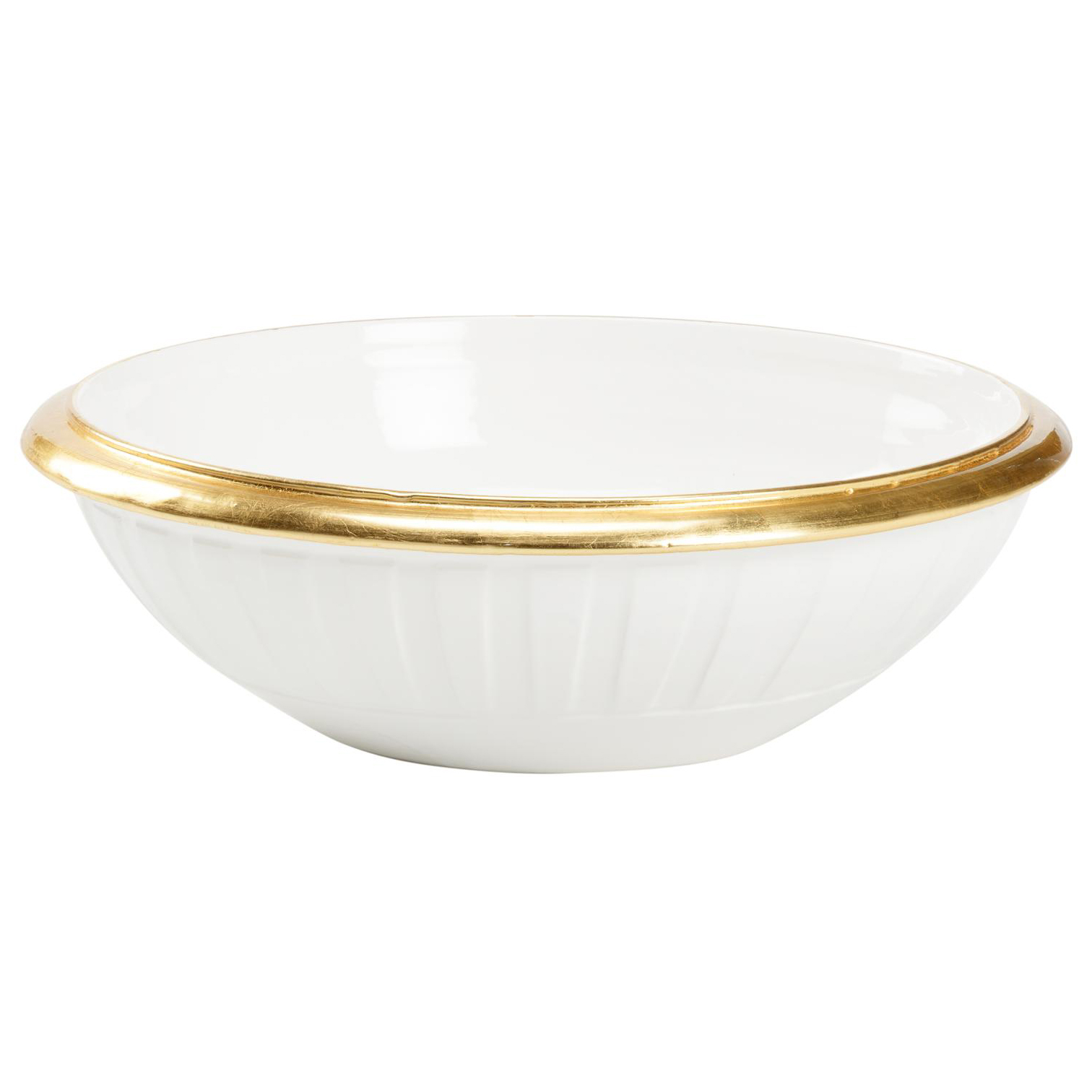 Italian Regal Ivory Bowl with Gold Accents - Elegant Home Decor - Ceramics